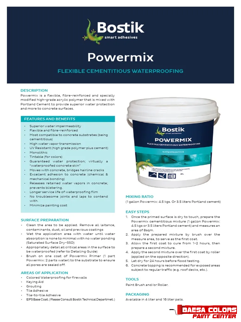 Bostik Powermix Flexible Cementitious Waterproofing – BAESA COLORS ...
