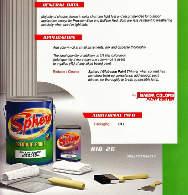 SPHERO Color-In-Oil Tinting Color – BAESA COLORS PAINT CENTER