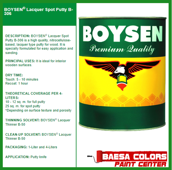 BOYSEN® Lacquer Spot Putty B-306 – BAESA COLORS PAINT CENTER