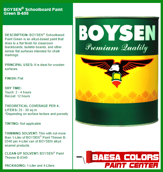 BOYSEN® Schoolboard Paint Green B-655 – BAESA COLORS PAINT CENTER