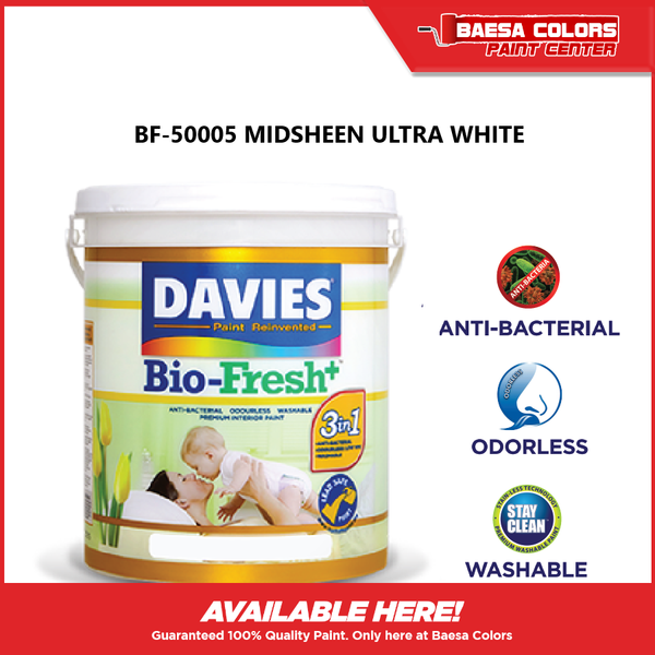 DAVIES BIOFRESH BF-50005 MIDSHEEN ULTRA WHITE ANTI-BACTERIAL PAINT 4L ...