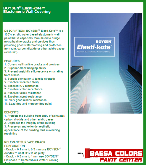 BOYSEN® Elasti-kote™ Elastomeric Wall Covering – BAESA COLORS PAINT CENTER