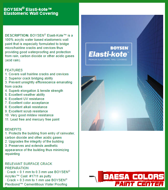 BOYSEN® Elasti-kote™ Elastomeric Wall Covering – BAESA COLORS PAINT CENTER