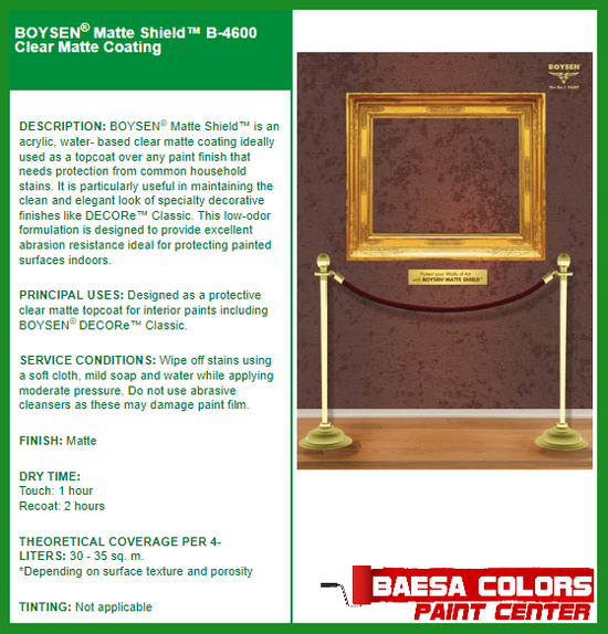 BOYSEN® Matte Shield™ B‑4600 Clear Matte Coating 4L – BAESA COLORS ...