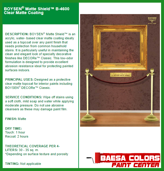 BOYSEN® Matte Shield™ B‑4600 Clear Matte Coating 4L – BAESA COLORS ...