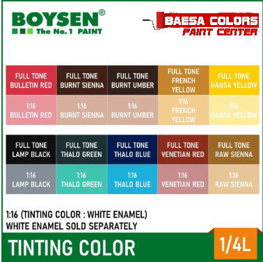 BOYSEN® Oil Tinting Colors – BAESA COLORS PAINT CENTER