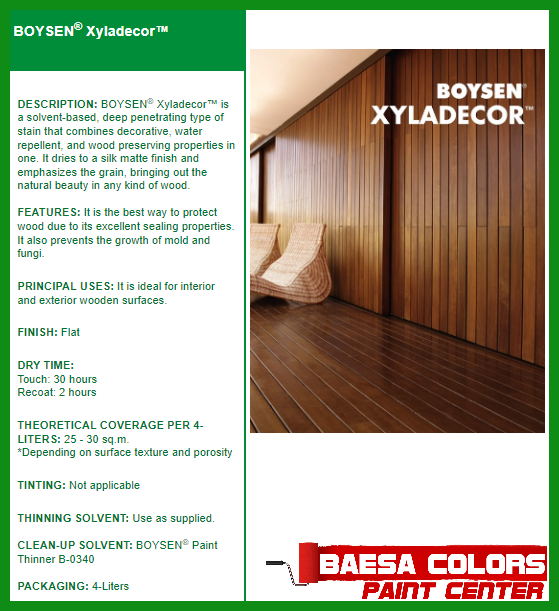 BOYSEN® Xyladecor™ – BAESA COLORS PAINT CENTER