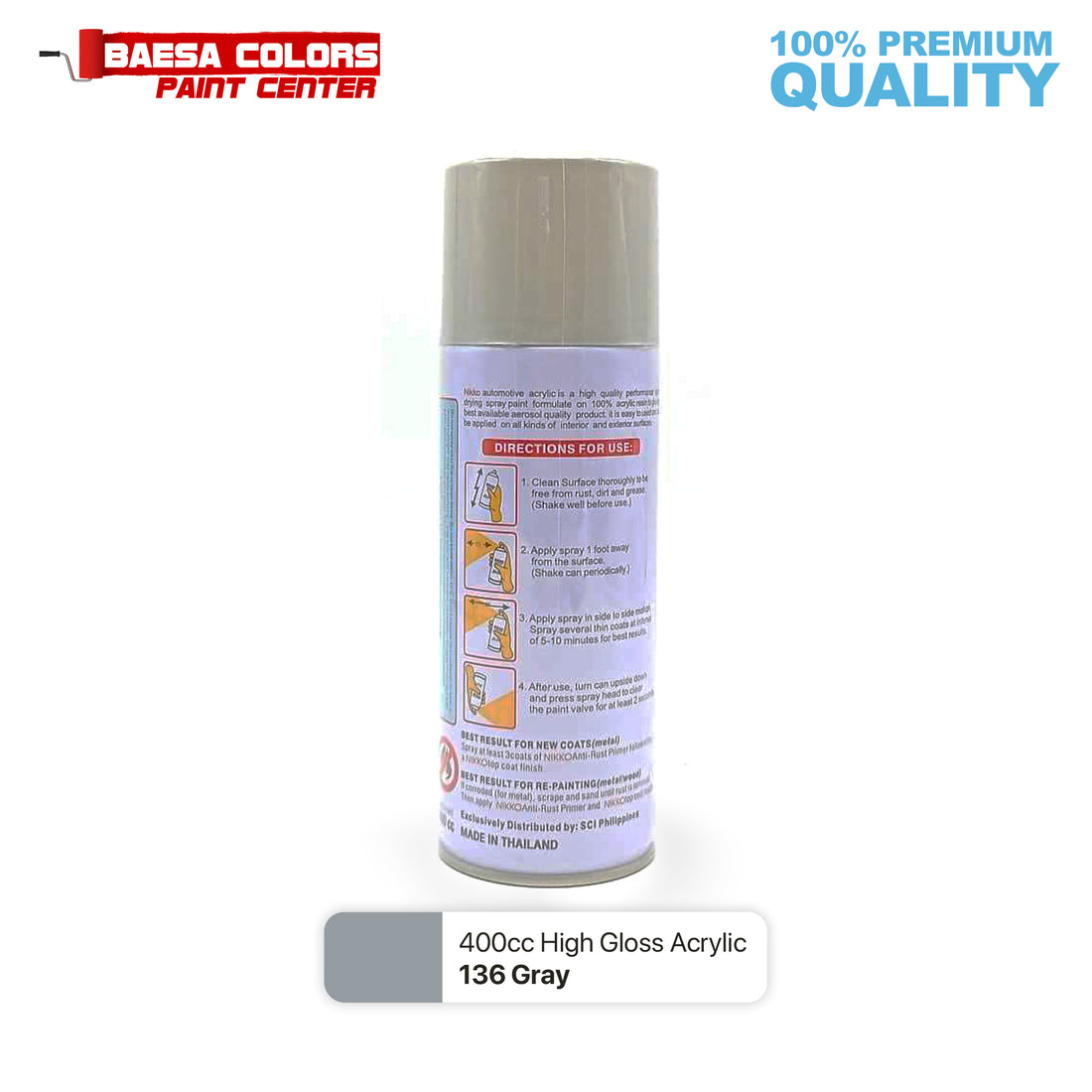 Nikko Acrylic-Based Spray Paint 136 Gray 400cc – BAESA COLORS PAINT CENTER
