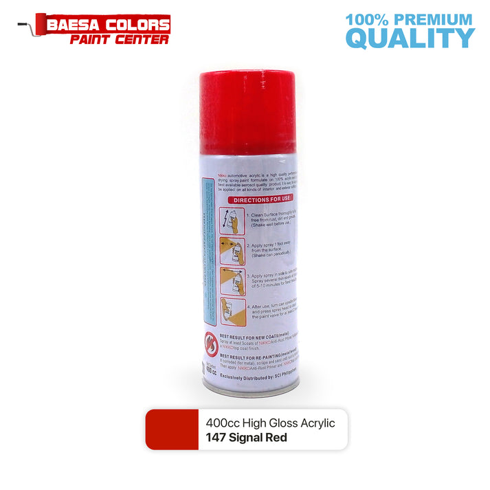 Nikko Acrylic-Based Spray Paint 147 Signal Red 400cc – BAESA COLORS ...
