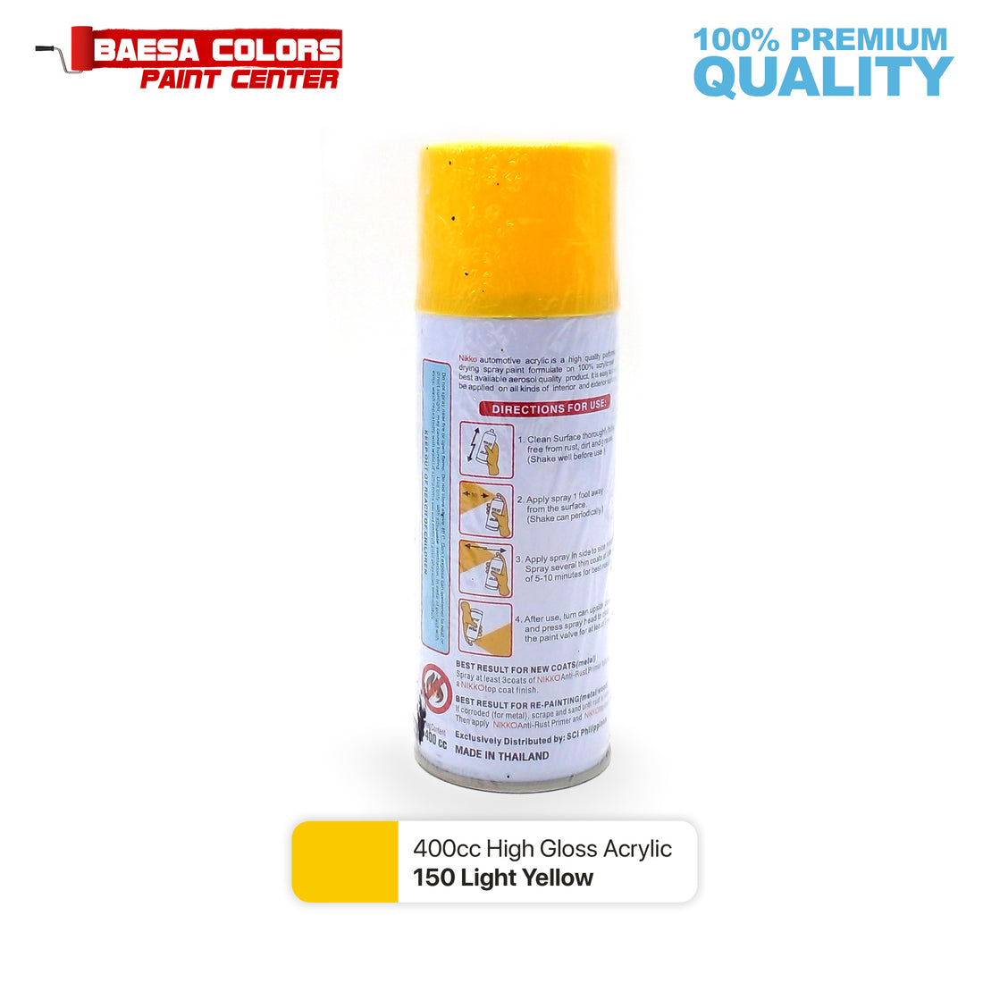 Nikko Acrylic-Based Spray Paint 150 Light Yellow 400cc – BAESA COLORS ...